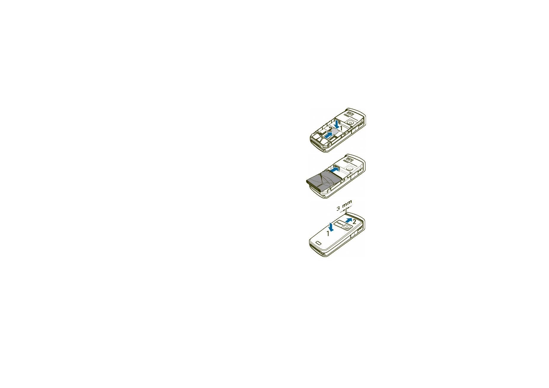 Installieren der SIM-Karte und des Akkus - Nokia 6020