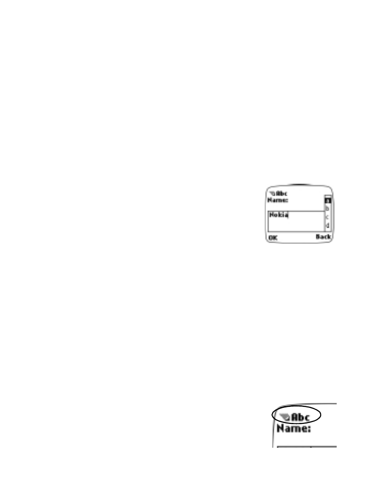 Entering characters via the keypad - Nokia 7160